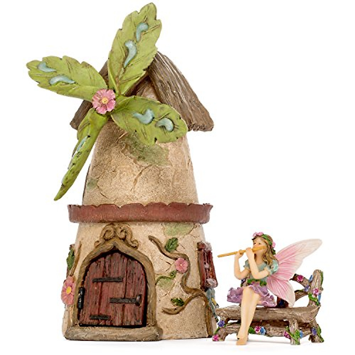 Patio Eden Miniature Fairy Garden House Kit - Mini Fairy Figurines - Indoor or Outdoor 3 Piece Accessory Set