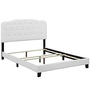 Modway Amelia Tufted Fabric Upholstered Twin Platform Bed in White