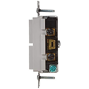 Leviton 5634-GY 15 Amp, 120/277 Volt, Decora Brand Style Single-Pole, AC Combination Switch, Commercial Grade, Grounding, Gray