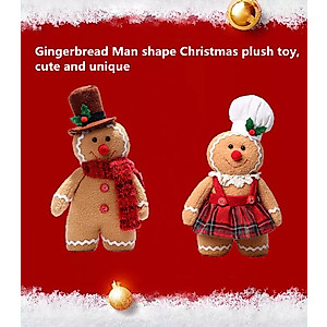VISTABLUE Christmas Gingerbread Stuffed Animals, Soft Gingerbread Plush Toys Gingerbread Man Pillow Stuffed Gingerbread Man Plush Christmas Plush Toys, Christmas Party Home Decoration (Women's Style)