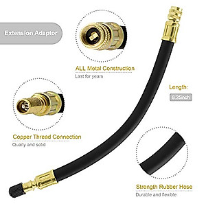 ZHSMS Tire Valve Extension, 8.25 Inch Flexible Valve Stem Extenders with 90 Degree Brass Schrader Tire Valve Extension Adaptor Compatible for Cars Truck Motorcycle Bike Scooter