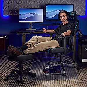 EUREKA ERGONOMIC Multi-Use Stool,Gaming Foot Stool,Height Adjustable Swivel Rolling Stool Chair W Wheels,Ottoman Footrest Simple Meeting Chair Video Game Stool for Gaming Home Office,Black