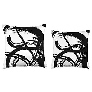 Abstract Black and White Black and White Abstract, Minimalist Grunge Strokes Throw Pillow, 16x16, Multicolor