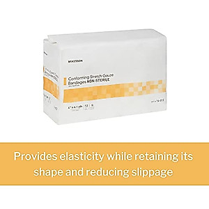 McKesson Conforming Stretch Gauze Bandages, Non-Sterile, 4 in x 4 1/10 yds, 12 Count
