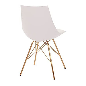 OSP Home Furnishings Oakley Mid-Century Modern Bucket Dining Chair with Faux Leather Padded Seat, White