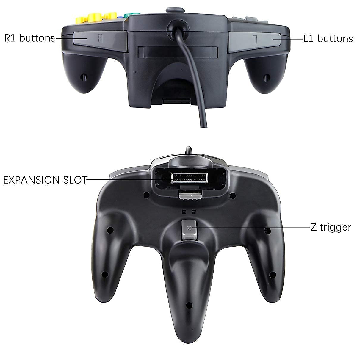 ZeroStory Classic N64 Controller, Wired N64 Controller Joystick with 5.9 Ft N64 AV Cable for N64 Video Game Console (Black and Orange) (Renewed)