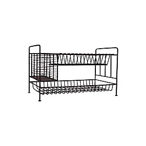 Creative Co-Op 2-Tier Metal Dish Rack with Utensil Compartment