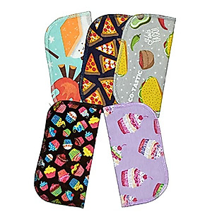 2 Ply Printed Flannel 8x8 Inches Set of 5 Little Wipes Snack Attack