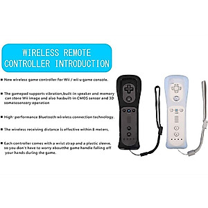 ZeroStory 2 Packs Wireless Controller and Nunchuck for Wii and Wii U Console, Gamepad with Silicone Case and Wrist Strap (Black and White)