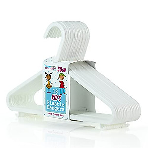 HANGERWORLD 18 Pack 11.8inch White Plastic Kids Hanger - Sized for Baby, Toddler and Children