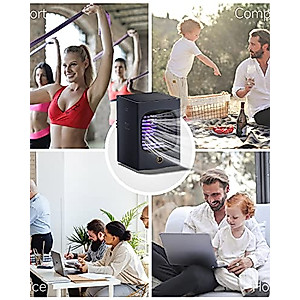 Portable Air Conditioners, 3-IN-1 Rechargeable Small Evaporative Air Cooler, 3 Speeds Cooler Fan, 4000mAh Battery Humidifier, Auto Oscillation, Light, Mini Air Conditioner Cooler for Room Bedroom