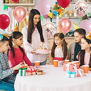 Pink Balloons, 60 Pcs Hot Pink Balloons Set with Rose Gold Confetti Metallic Rose Gold Balloons, 12 Inch Magenta Fuchsia Pink Baby Pink Balloons for Bridal Shower Wedding Girls Birthday Party