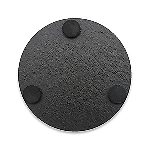 12 PCS Round Slate Drink Coasters Set, SIJDIEE 4 Inch Black Slate Stone Coasters with Anti-Scratch Bottom and Coaster Holder for Office Bar Kitchen Home Dinner Table Decor Supplies