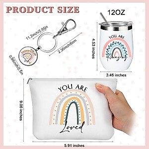 Tessco 3 Pcs Thank You Gifts for Women Appreciation Gift Boxes You Are Loved Gifts Stainless Steel Tumbler Rainbow Makeup Bag Inspirational Keychain You Are Amazing Gifts for Coworker Nurse Secretary