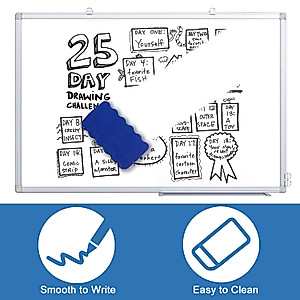 Magnetic White Board for Wall 24 X 18 Inches, White Board Dry Erase Board Hanging Whiteboard with Aluminum Frame for Office Home