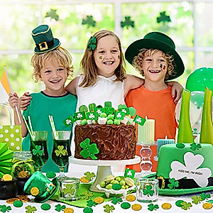 DIYDEC St Patrick's Day Paper Shamrock Table Confetti , Irish Lucky Clover Sequins Foil Glittering Table Confetti Decoration for St Patrick's Day Party Supplies