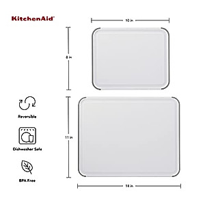 KitchenAid Classic Nonslip 2 Piece Plastic Cutting Board, Set of 2, White