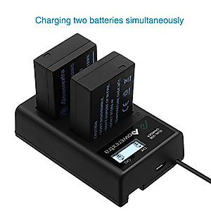 Powerextra 2 Pack Replacement Panasonic DMW-BLC12 Battery and Smart Dual USB Charger with LCD Display for Panasonic Lumix DMC-FZ200, DMC-FZ1000, DMC-G5, DMC-G6, DMC-G7, DMC-GX8, DMC-G85, DMC-GH2