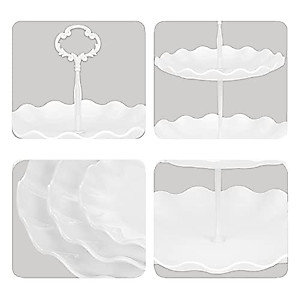 NWK 5 Piece Cake Stand Set with 2xLarge 3-Tier Cupcake Stands + 3X Appetizer Trays Perfect for Wedding Birthday Baby Shower Tea Party