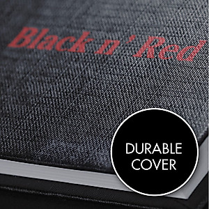 Black n' Red Notebook, Durable Hardcover, Premium Optik Paper, Scribzee App Compatible, Environmentally Friendly, Secure Casebound Binding, 8-1/4" x 5-7/8", 96 Double-Sided Ruled Sheets, Pack of 2 (73405)