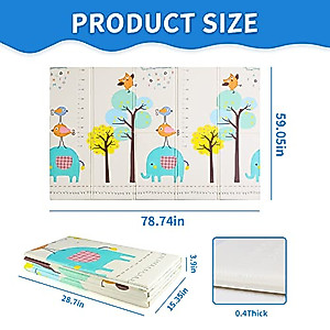 Baby Play Mat Foam Playmat for Baby Reversible Foldable Waterproof Soft Foam Extra Large Alphabet Baby Mat for Floor Playmat for Babies and Toddlers with Travel Carry Bag(79 x 59 x 0.4 in)