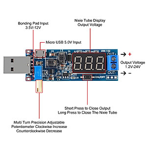 ACEIRMC 6pcs USB Buck Boost Converter 3.5V-12V to 1.2V-24V DC-DC Step Up Step Down Power Supply Module Voltage Regulator 5V to 3.3V 9V 12V 18V 24V