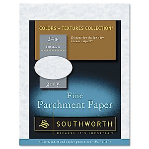 Southworth P974CK336 Parchment Specialty Paper Gray 24 lb. 8 1/2 x 11 100/Box