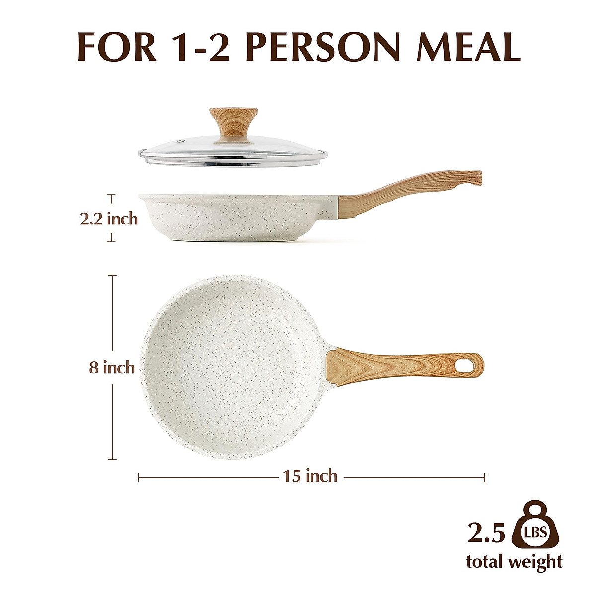 SENSARTE Nonstick Ceramic Frying Pan Skillet with Lid, 8 Inch Omelet Pan, Healthy Non Toxic Chef Pan, Induction Compatible Egg Pan with Heat Resistant Handle, PFAS-Free