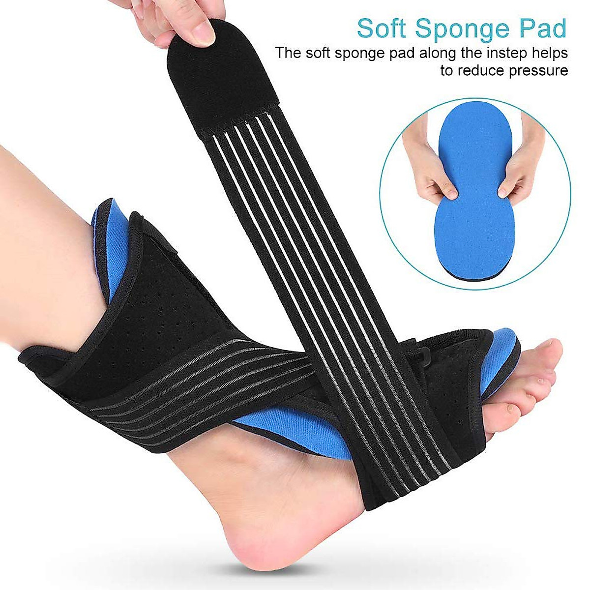 MHKGIOA Plantar Fasciitis Night Splint - Foot Drop Brace Splint with Spiky Massage Ball for Ankle Sprain,Achilles Tendinitis & Pain Relief