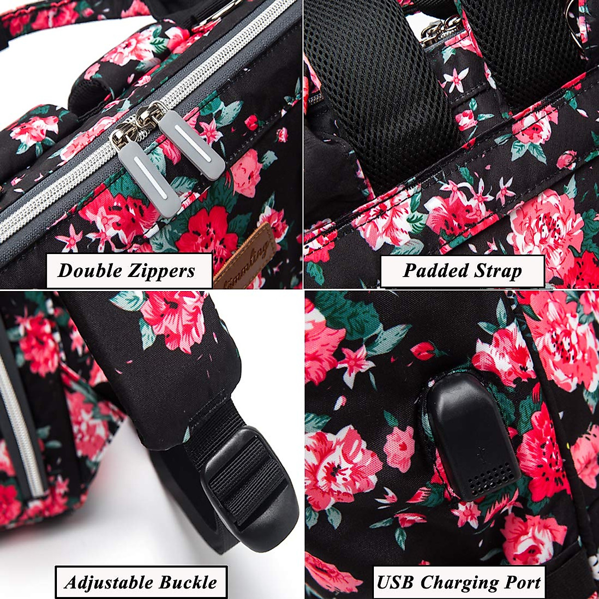 JUSTSWAG Aeiniweraabbcc TANGDIAABBCC Large Diaper Bag Backpack, Totech Multifunction Travel Backpack with Stroller Straps for Mom/Dad with USB Charging Port