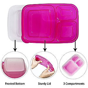 DOURA Meal Prep Containers 3 Compartment Food Storage Reusable Plastic Bento Microwavable Lunch Boxes with Lids BPA-Free 10-Pack,Stackable Dishwasher & Freezer Safe,Portion Control,32oz