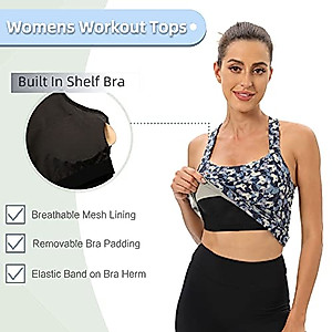 Haczea Workout Tank Tops for Women Built in Bra Slim Fit Yoga Running Tanktop Sleeveless Racerback Athletic Sports Shirts-Inked White XL