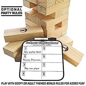 GoSports Giant Wooden Toppling Tower - Stacks Up to 5 ft - Natural Wood