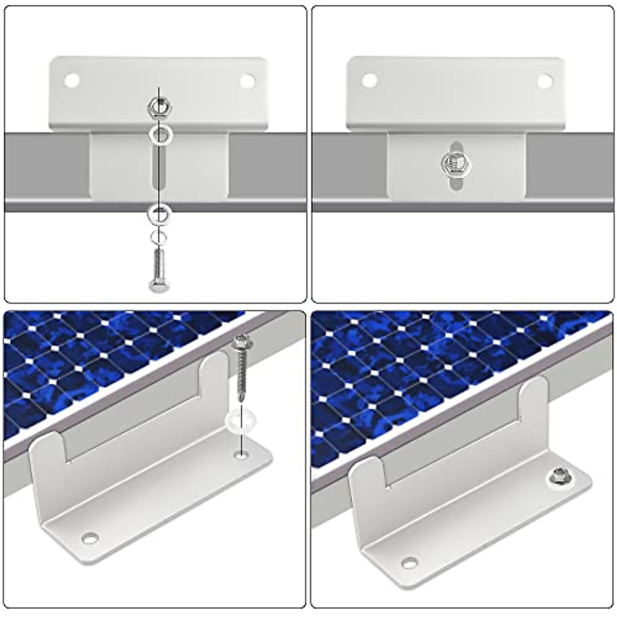 WMYCONGCONG 8 Pack Solar Panel Mounting Bracket with Nuts and Bolts Aluminum Z Brackets Roof Solar Panels Bracket for RV Roof Boat Wall Off Grid Installation