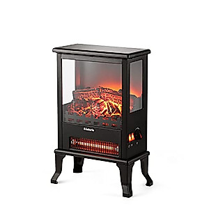 TURBRO Suburbs TS17Q Infrared Electric Fireplace Stove, 19" Freestanding Stove Heater with 3-Sided View, Realistic Flame, Overheating Protection, CSA Certified, for Small Spaces, Bedroom - 1500W