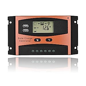 Solar Panel Controller, 30A 50V LCD Smart PWM Solar Panel Charge Controller with Dual USB IP32 Waterproof Solar Controller for Solar Green Light, Solar Light Billboards, etc.(30A)