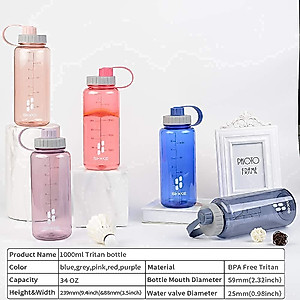 SHOKE 1 Liter Water Bottle, 32oz Wide Mouth Leakproof Large Sports Water Bottles with Handle, Gym Space Cup For Fitness Yoga Workouts Hiking for Women