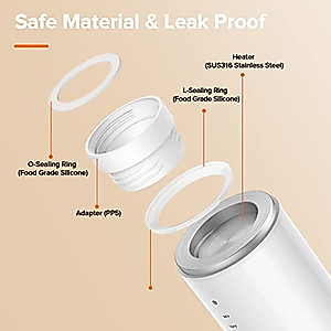 Bottle Warmer, Baby Bottle Warmer with 5 Adapters, Portable Bottle Warmer Rechargeable with Precise Temperature Selection & Beep Prompt, Travel Bottle Warmer for Breastmilk & Babys Brew