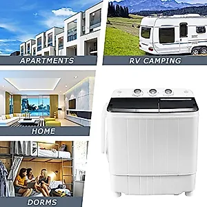 Portable Washing Machine Compact Washer and Dryer 13lbs Twin Tub Washing Machine and Dryer (Black)