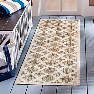 SAFAVIEH Courtyard Collection Area Rug - 9' x 12', Black & Beige, Non-Shedding & Easy Care, Indoor/Outdoor & Washable-Ideal for Patio, Backyard, Mudroom (CY6913-266)