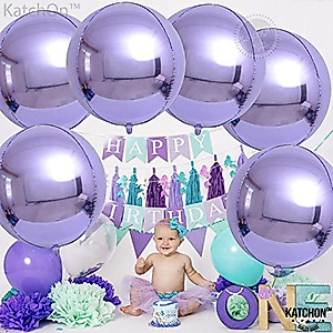 KatchOn, Big Purple Foil Balloons - 22 Inch, Pack of 6 | 360 Degree 4d Metallic Purple Balloons | Lavender Balloons, Lavender Party Decorations | Purple Mylar Balloons for Purple Birthday Decorations