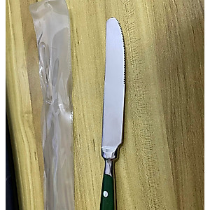 Green Silverware Set for 12 Durable 18/10 Stainless Steel Flatware sets Cutlery Utensi Sets Flatware Wedding Mirror Polished Classical Retro Steak Tableware Spoon Fork Knife set 60pcs