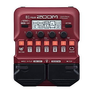 Zoom B1 Four Guitar MultiEffects Processor + (1) 20ft Instrument Cable + (1) 9V Power Supply + K&M Cloth