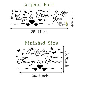 Black Vinyl Wall Decor I Love You Always & Forever Wall Sticker Home Wall Art Decor Wall Decals for Couple Bedroom Living Room Girls Room and The Kid's Room.