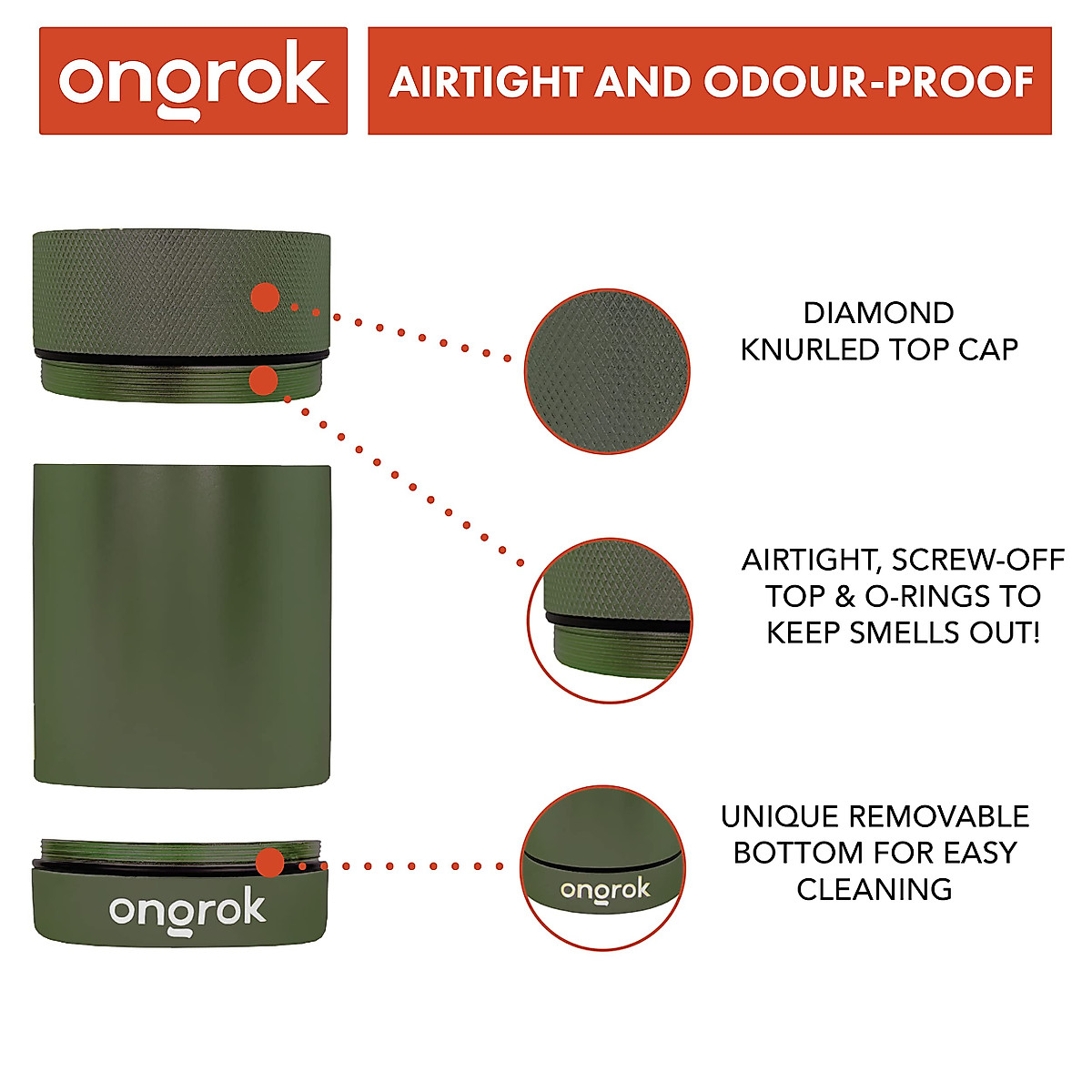 ONGROK Aluminum Storage Container, 180ml, Air Proof Jar to Preserve Smell and Aroma