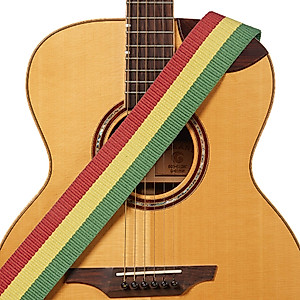 Amumu Reggae Guitar Strap Jamaica Rasta for Acoustic, Electric and Bass Guitars with Strap Blocks & Headstock Strap Tie