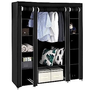 Homemain Wardrobe Storage Closet Clothes Portable Closet Large Wardrobe Closet Clothes Organizer Portable Closet Organizer Shelf Standing Closet with 9 Shelves, 1 Clothes Hanging Rails