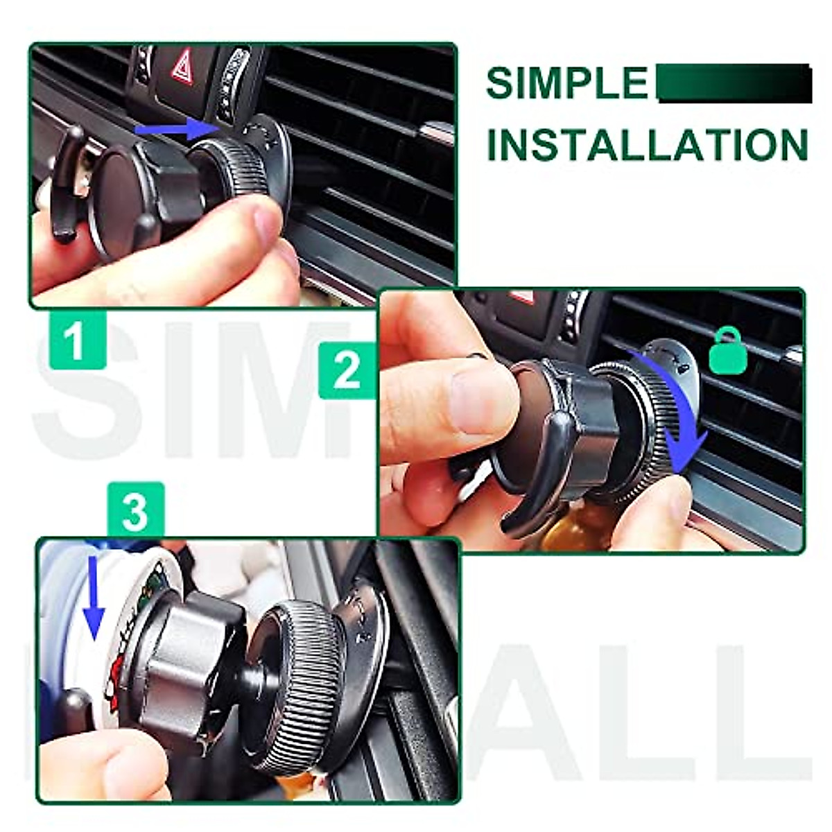 PKYAA Socket Grip Car Phone Holder, Modern Design Fits Most Air Vent, Adjustable Air Vent Stand Car Phone Mount for GPS Navigation, 360° Rotating Head, Perfect for Expanding Stand and Grip Users