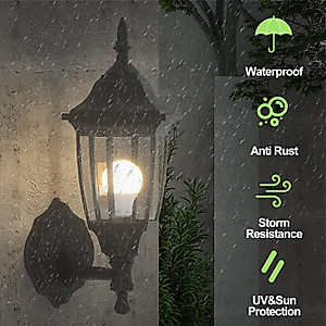 EMART Outdoor Porch Light LED Exterior Wall Light Fixtures, Special Handling Anti-Corrosion Plastic Material, Waterproof Security Lamp for Wall, Garage, Front Porch - 2 Pac