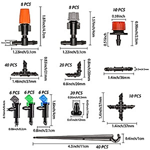 190 Pcs Barbed Connectors Irrigation Fittings Kit,Drip Irrigation Barbed Connectors 1/4''Tubing Fittings Kit for Flower Pot Garden Lawn(Straight Barbs,Single Barbs,Tees,Elbows,End Plug,4-Way Coupling)